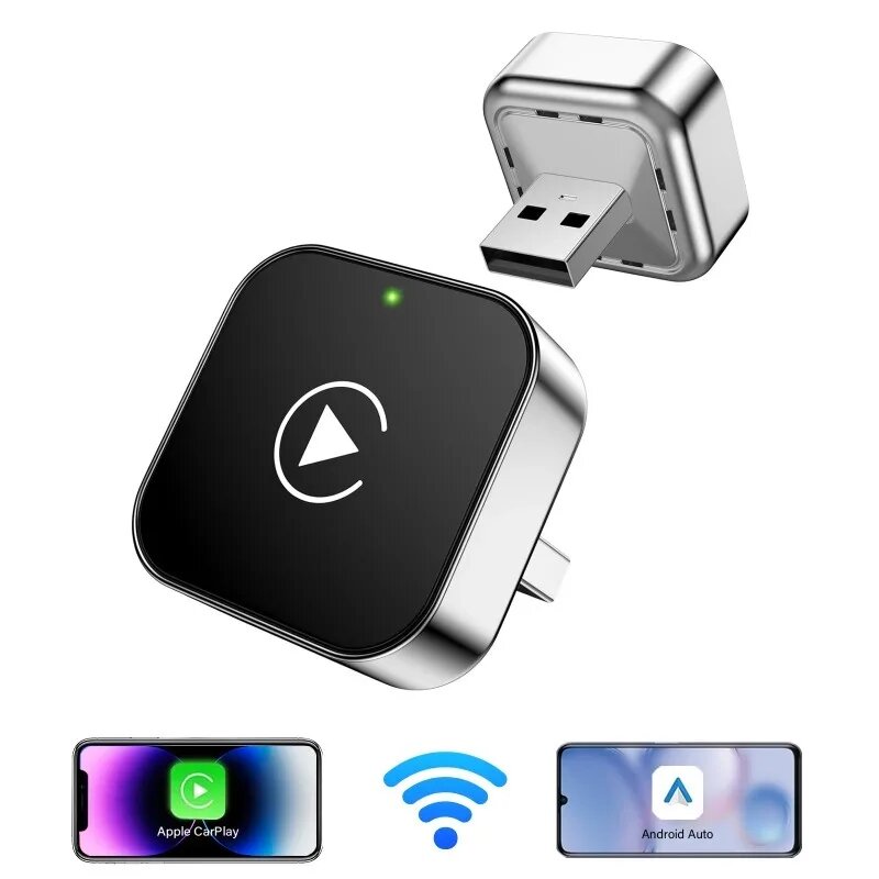 Обновленный мини-адаптер CarPlay 2026 для Apple и Android - Plug & Play, без батареи, совместим с различными автомобилями