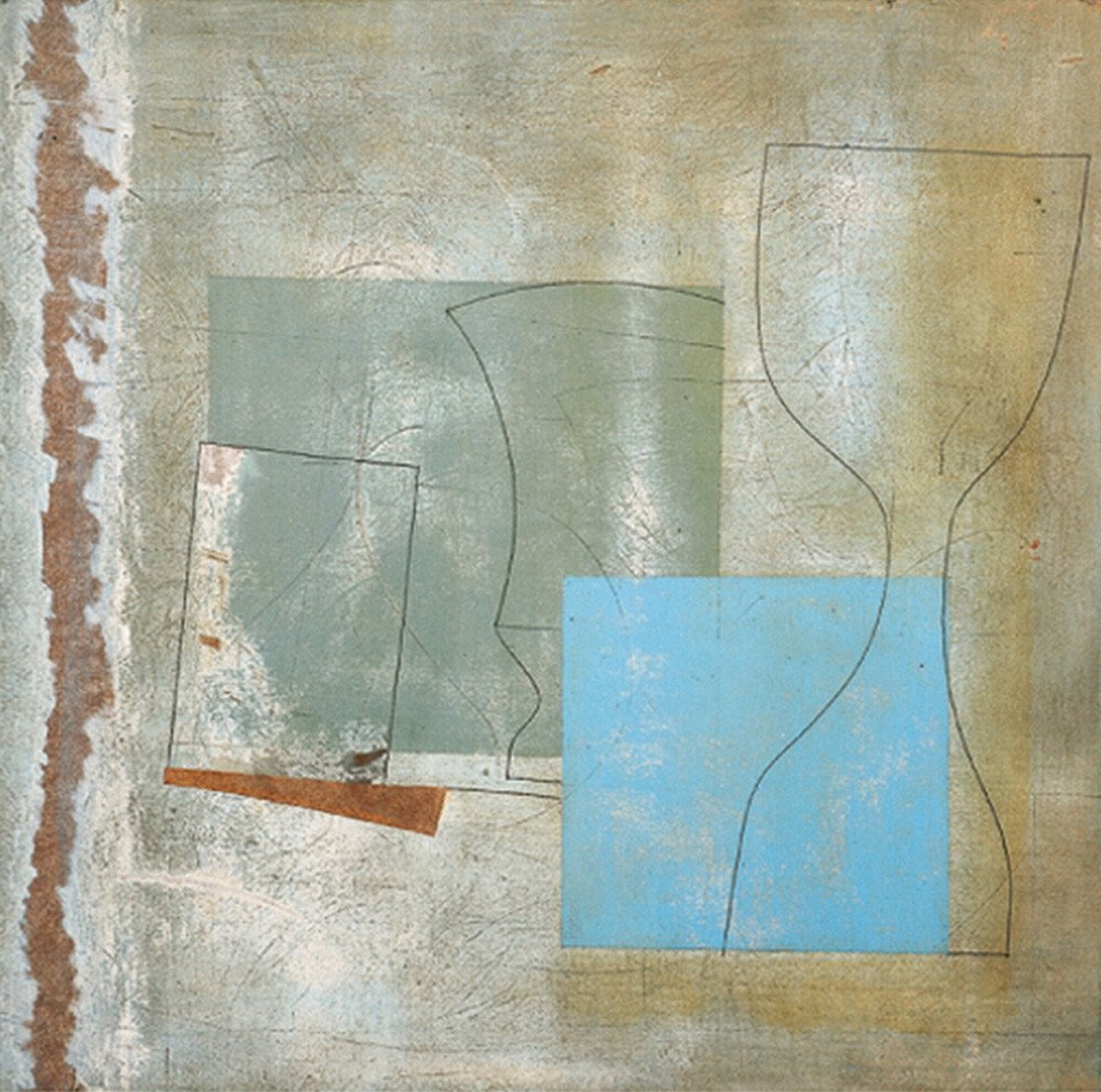 Плакат, постер Бен Николсон: геометрическая абстракция в пастельных тонах на бумаге, размер 21х30см