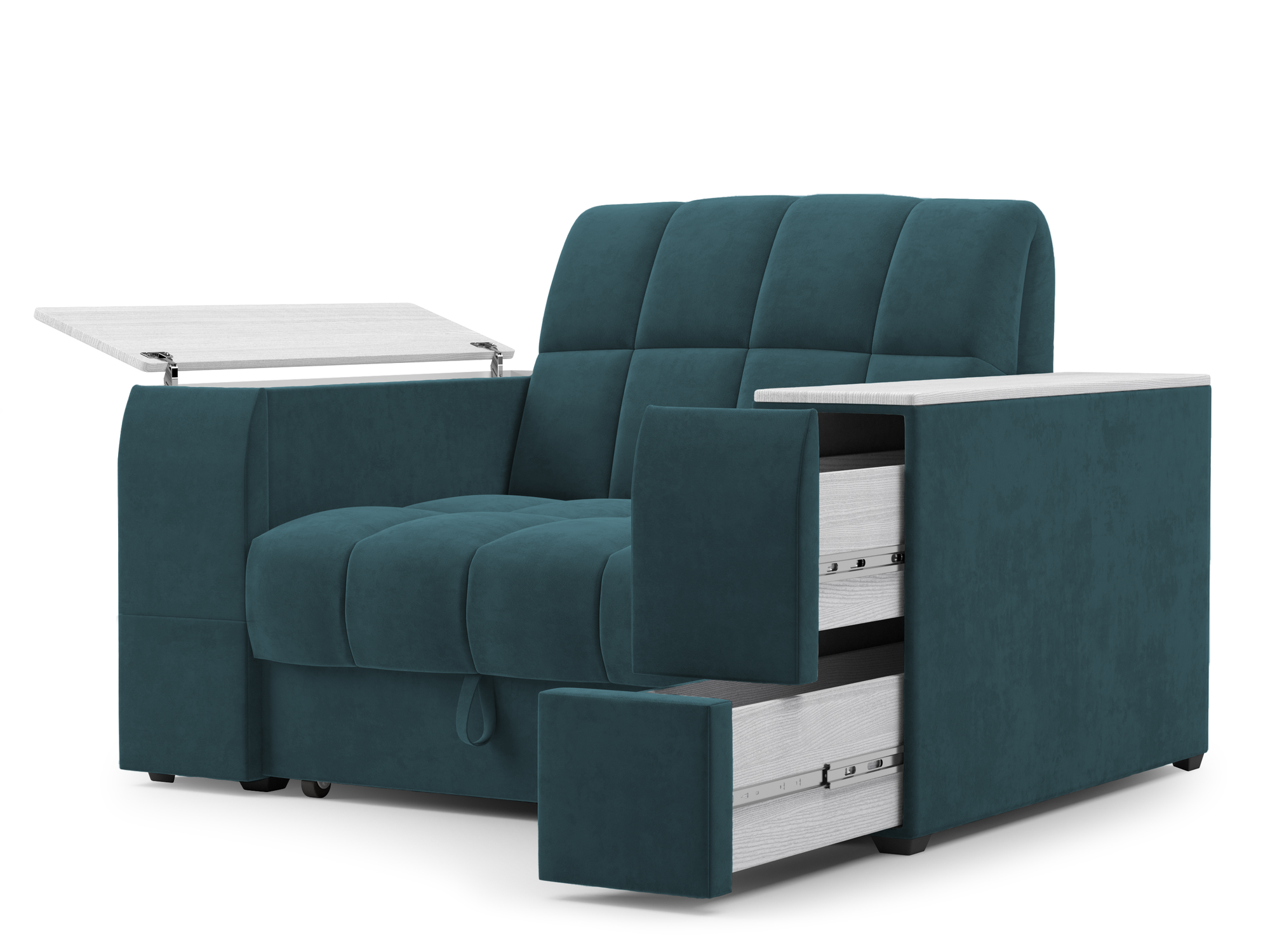 Кресло-кровать Флай, аккордеон, подлокотники короб+ящики, 80*200 с ортопедическим основанием, съемный чехол, велюр