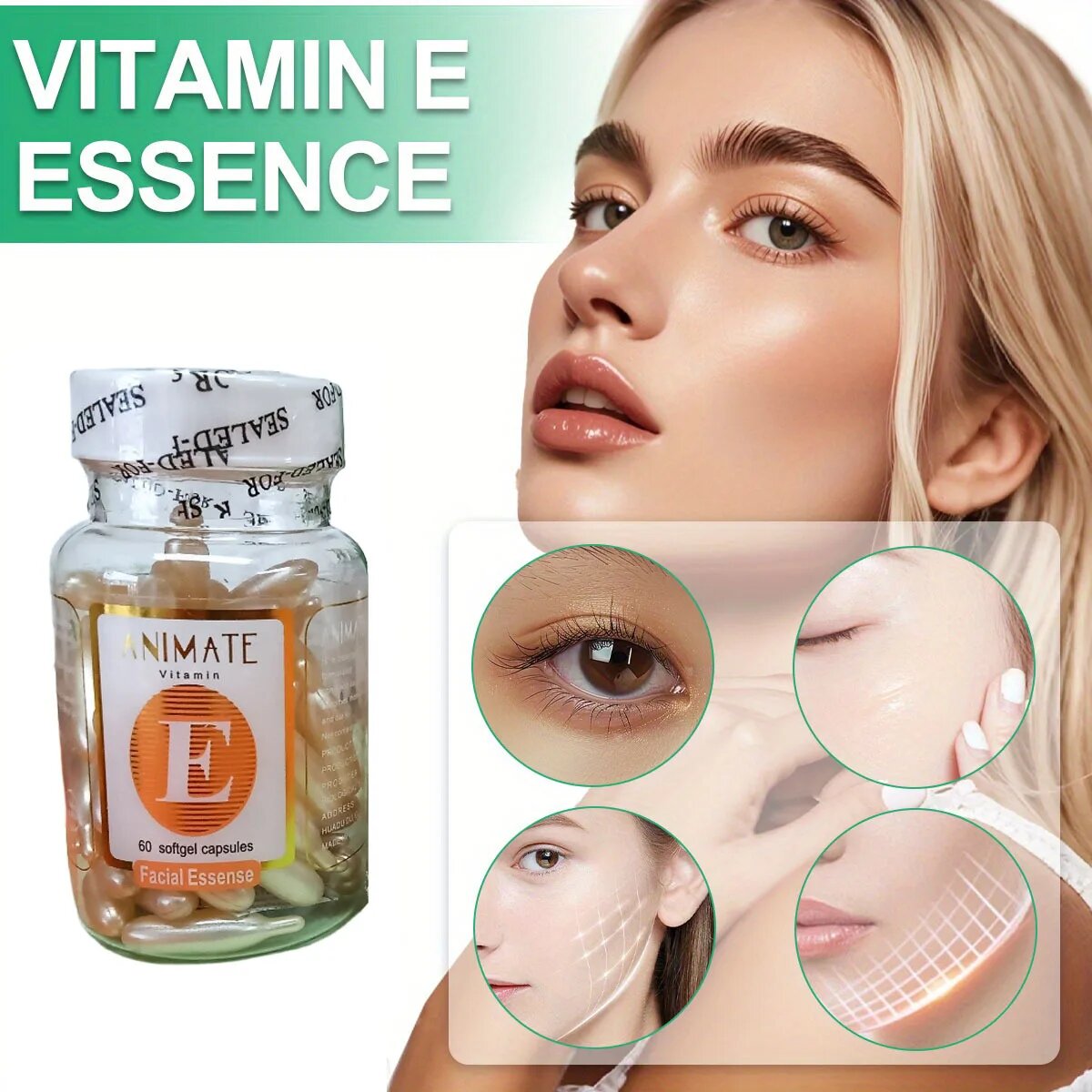 60 Капсул Сыворотки Для Лица С Витамином Е Для Лица, Шеи И Декольте, Омолаживающая, Увлажняющая, Питательная, Для Ухода За Кожей