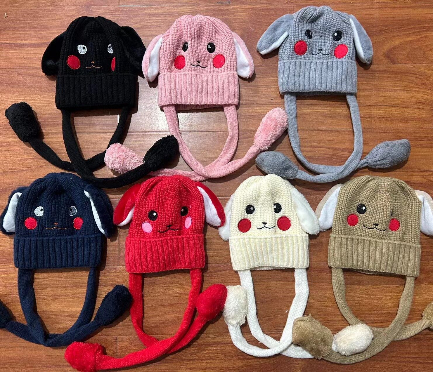 Шапка Пикачу, уши будут двигаться, когда вы их ущипнете, теплая шерстяная шапка, детская вязаная шапка с защитой ушей, шапка с кроликом из интернет-знаменитости, мультяшная