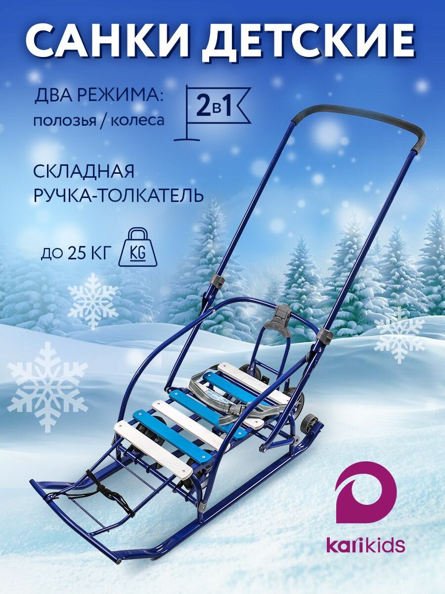 Санки детские с колёсами 2 в 1