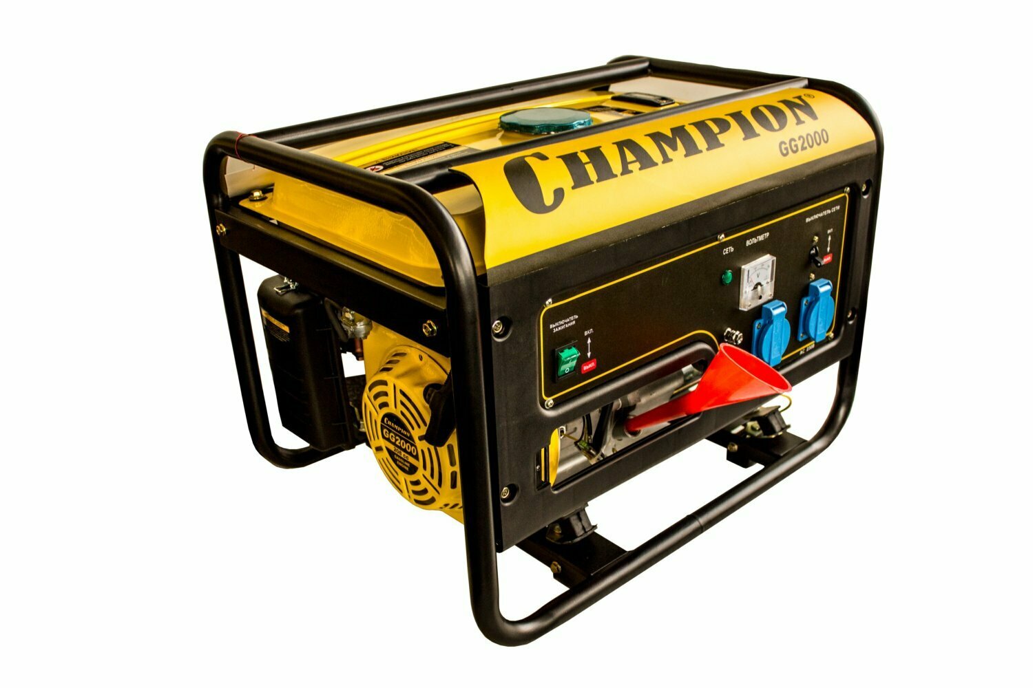 Генератор бензиновый Champion GG2000, черный/желтый, бак 15 л, 3.6 кВт/4.89 л. с, IP23, 3000 об/мин — фото 1