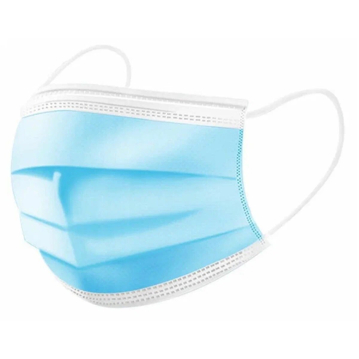 Маска медицинская "Медсервис" 3-х слойная голубая нестерильная, 50 штук