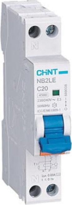 Дифференциальный автомат CHINT 689002 NB2LE 1P+N 16A 30mA 1мод. х-ка С электронный тип AС 4.5kA 1шт