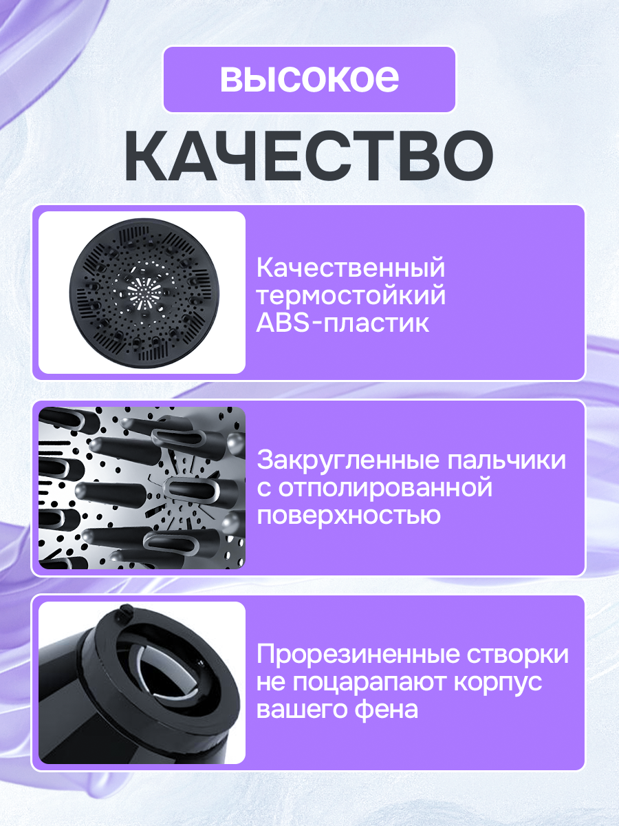 Диффузор, для фена, универсальный, черный, 1 насадка, диаметр от 38 до 82 мм — фото 1