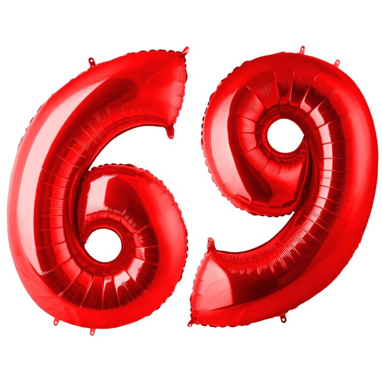 Воздушный шар фольгированный, цифра 6-9, 40" Red