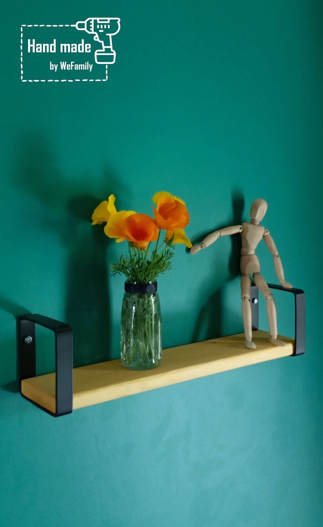 Полка настенная WeFamily Современный Лофт для книг и цветов (Сосна)