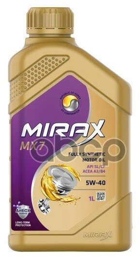 MIRAX Mirax Mx7 Sae 5W-40 Api Sl/Cf Acea A3/B4 1Л. Синт. Моторное Масло, Шт