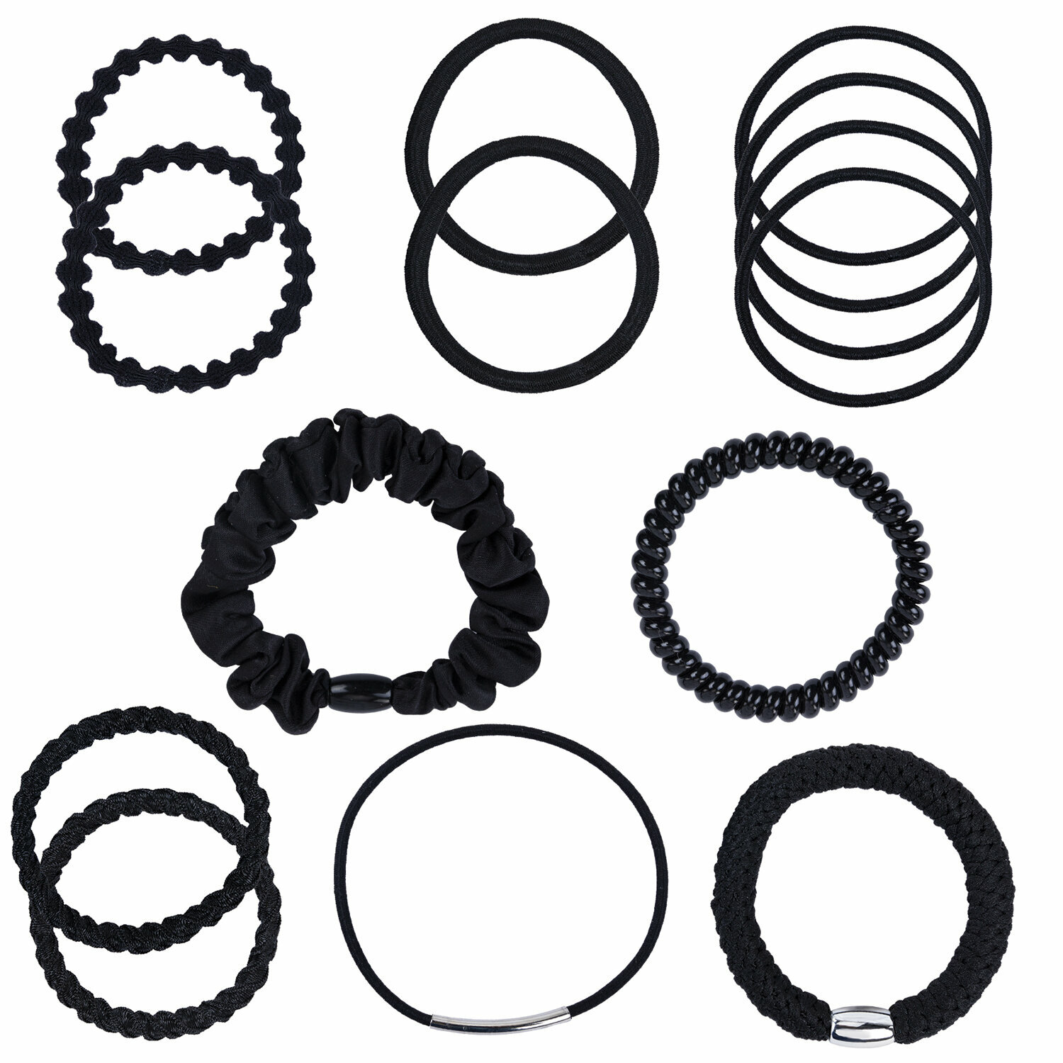 Резинки для волос набор 14 шт, 8 видов форм, чёрный, MONTE VITA, 457044