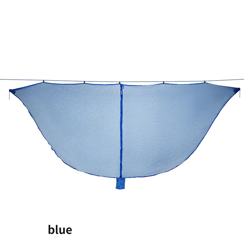 Нейлоновая сетка для гамака, 210T, с сумкой на шнурке, веревкой 6 метров, двусторонняя молния, москитная сетка для гамака, Синий