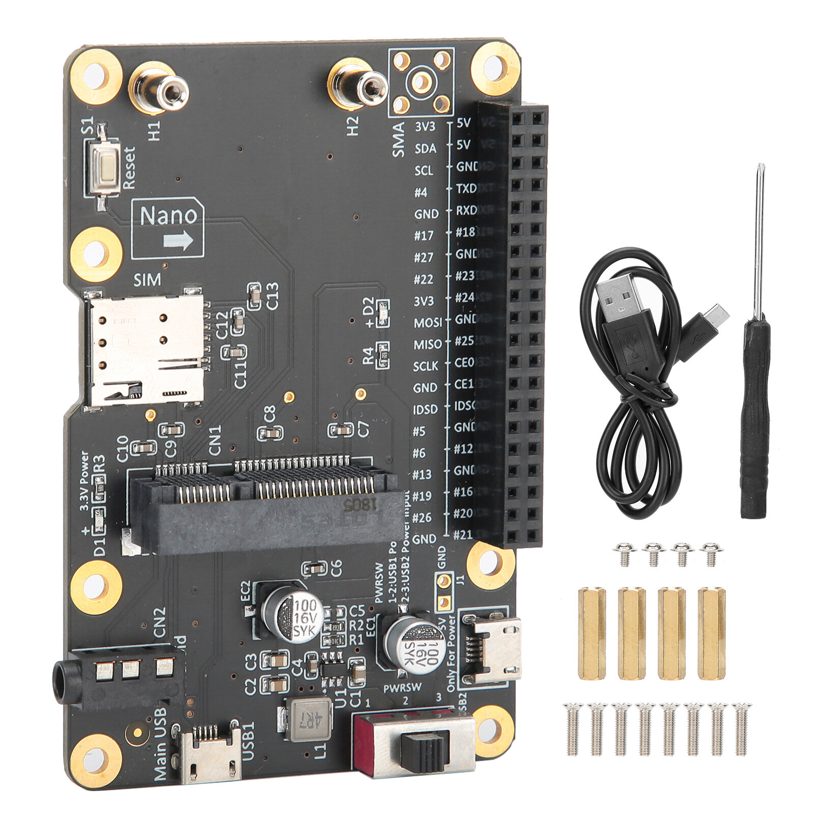 3G/4G LTE BASE HAT для RPI 4/3/2/B+ модуль компьютерной платы USB с SIM -картой