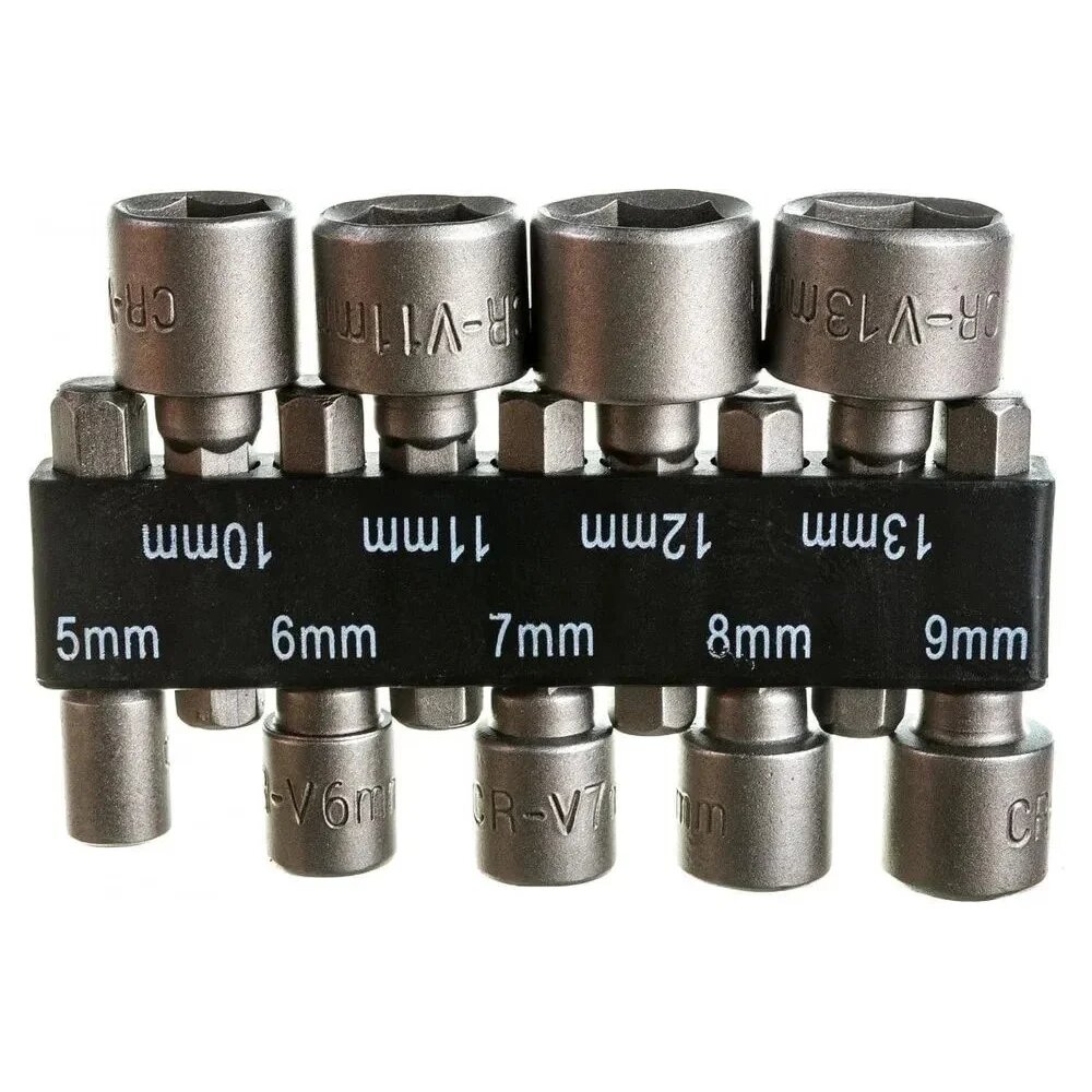 Vitatools Набор торцевых шестигранных головок биты для шуруповерта усиленные CrV 9 шт. 5-13 мм nabor-bit-9
