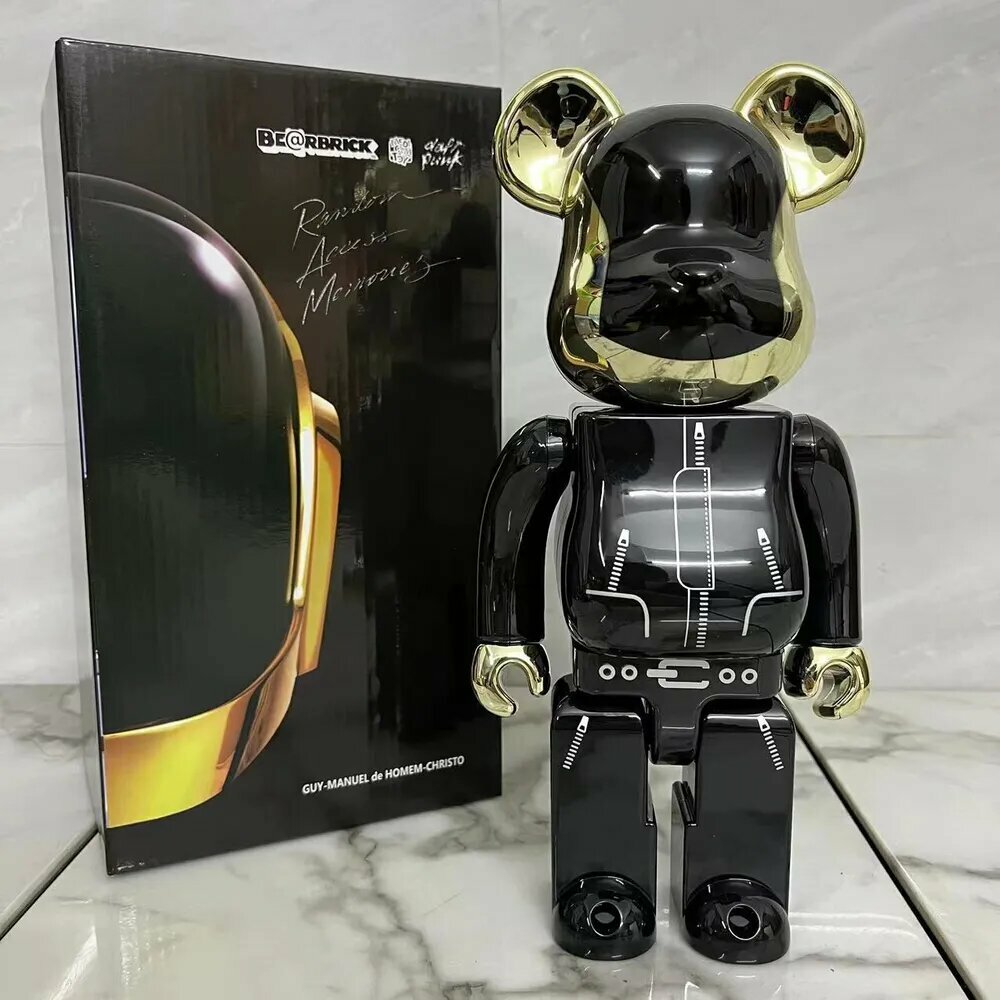 Bearbrick400%28см Игрушечная Статуя Медведя,28, A, серый металлик, золотой