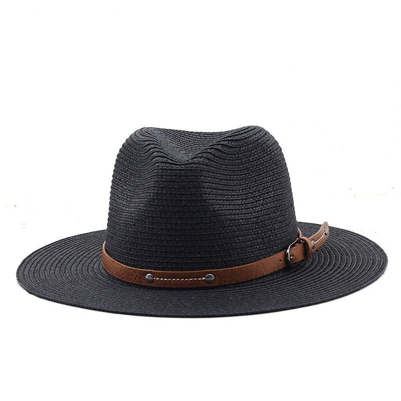 Шляпа Jazz, соломенная, женская, с большими полями, цвет JX-соломенная шляпа Jazz+коричневый пояс CRRC Line