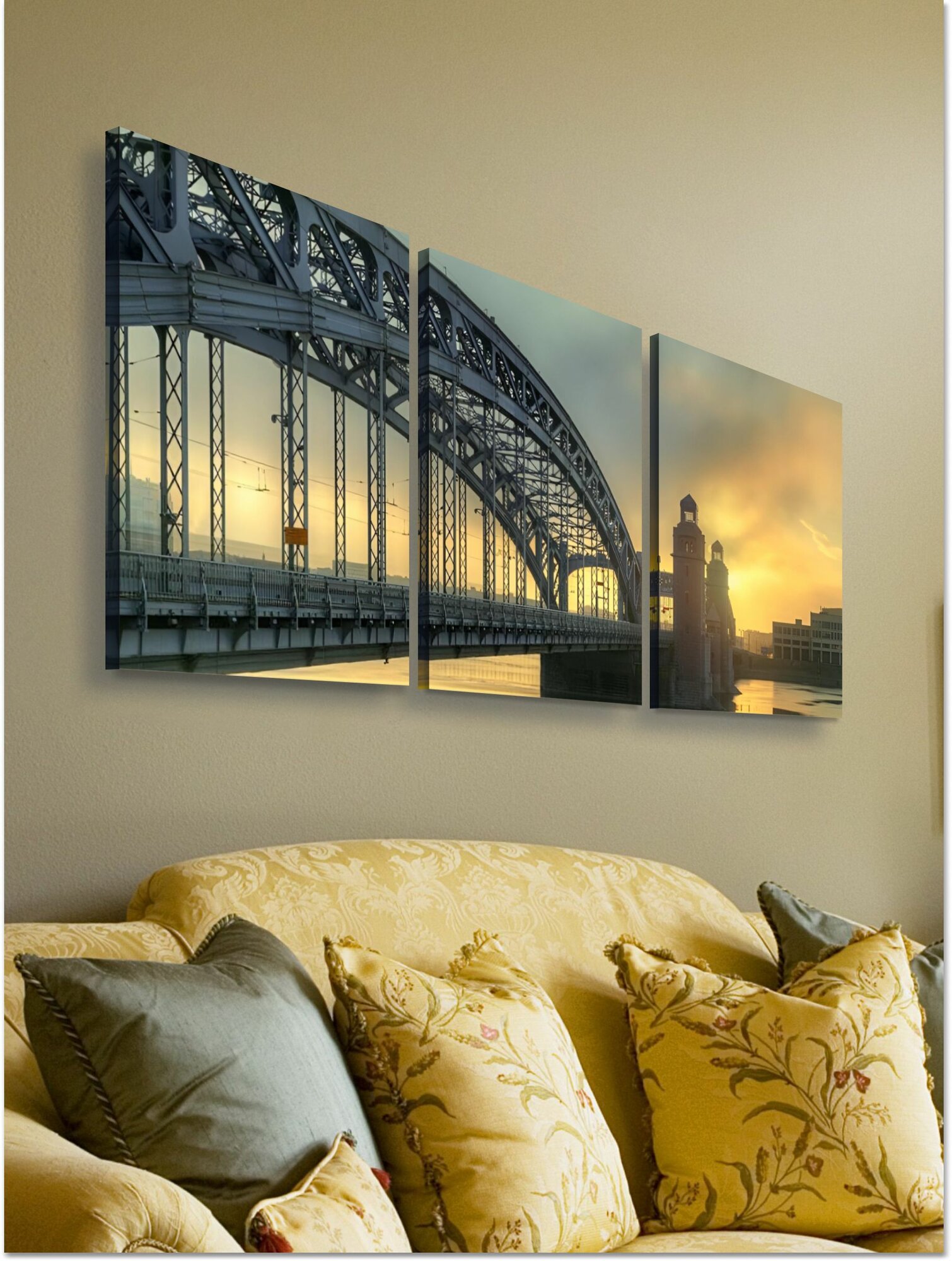 Картина Пробуждение моста модульная 50x70см 3шт.