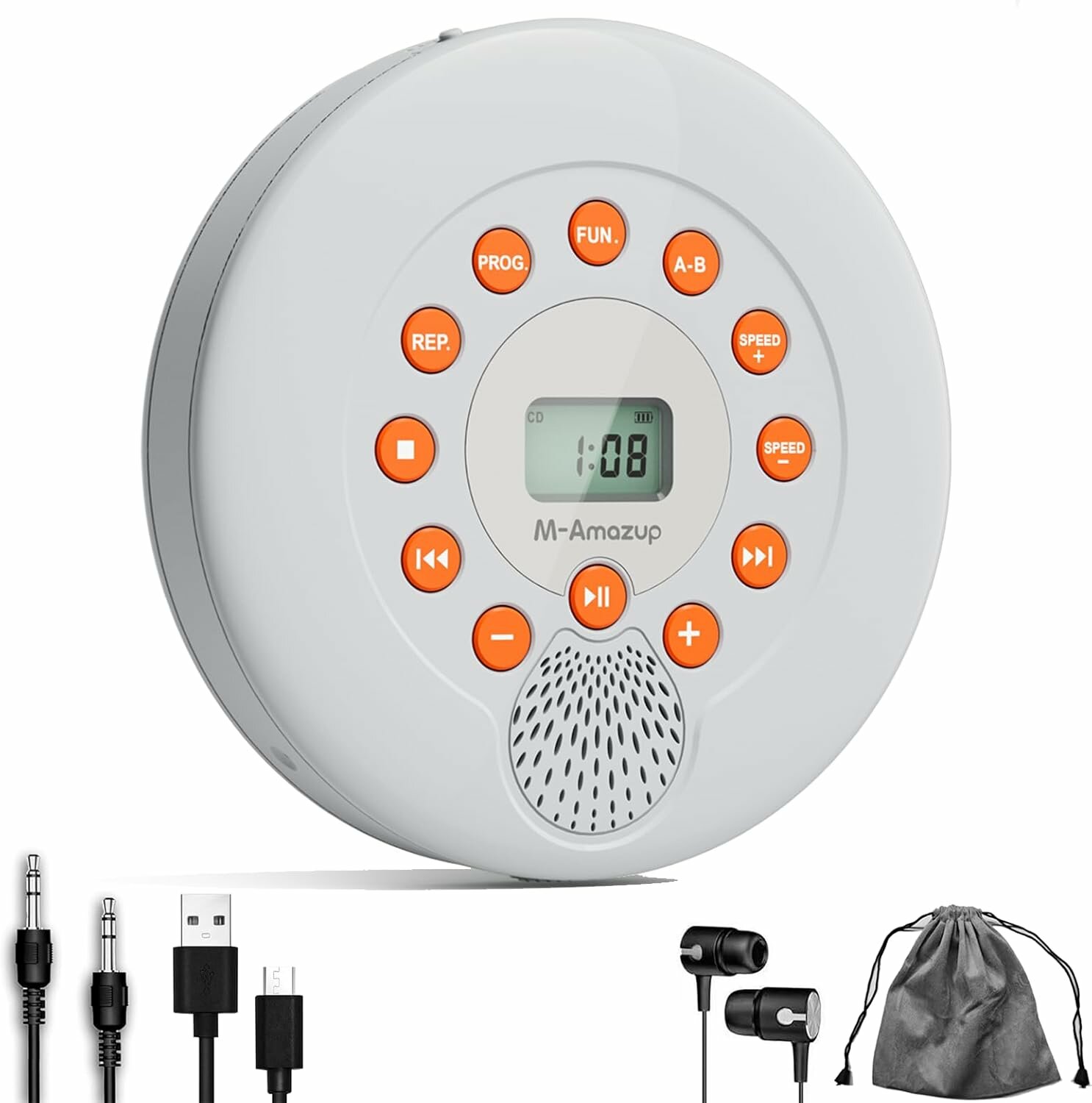 Переносные перезаряжаемые CD-плееры для дома: встроенные динамики и поддержка наушников, воспроизведение CD/U-диска/AUX, режим A-B повтора, LCD-дисплей, 10 скоростей, защита от пропусков