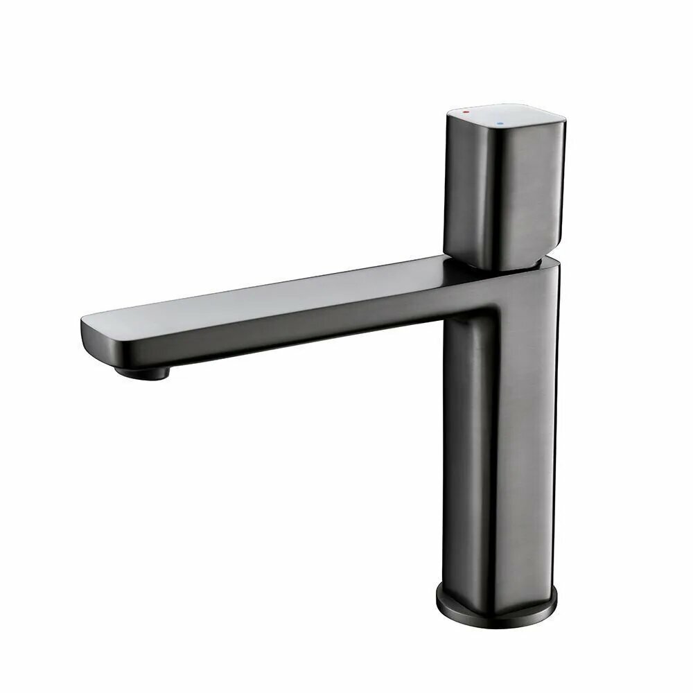 Смеситель для раковины, латунь, смешивание горячей и холодной воды, высота 196 мм, темно-серый, A211Q