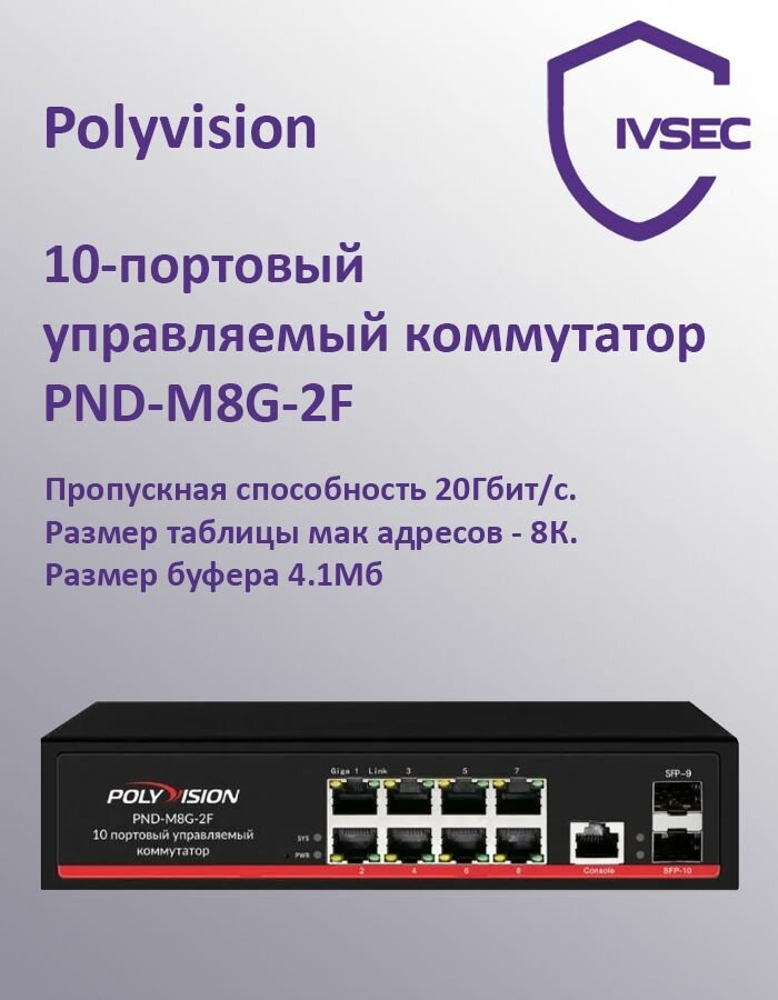 10-портовый управляемый коммутатор PND-M8G-2F