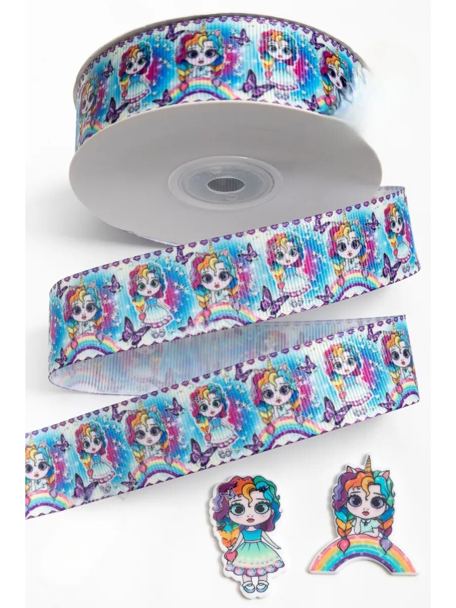 Лента репсовая с рисунком "Девочка" 2,5см (25 ярдов)