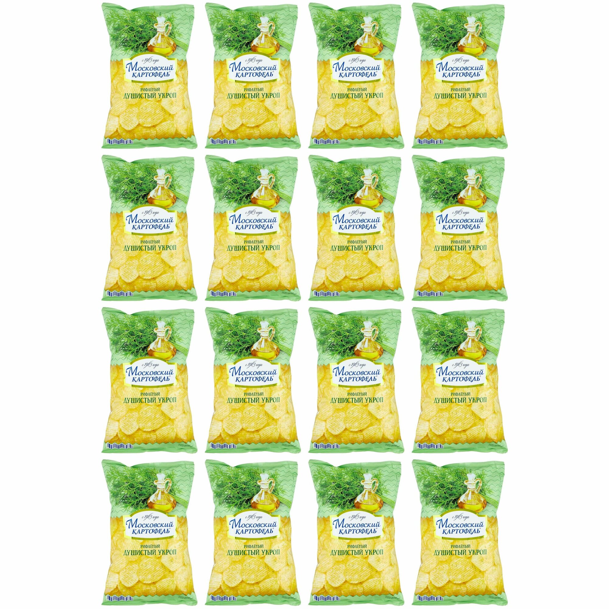 Московский картофель Чипсы рифленые Душистый укроп, 120 г, 16 шт