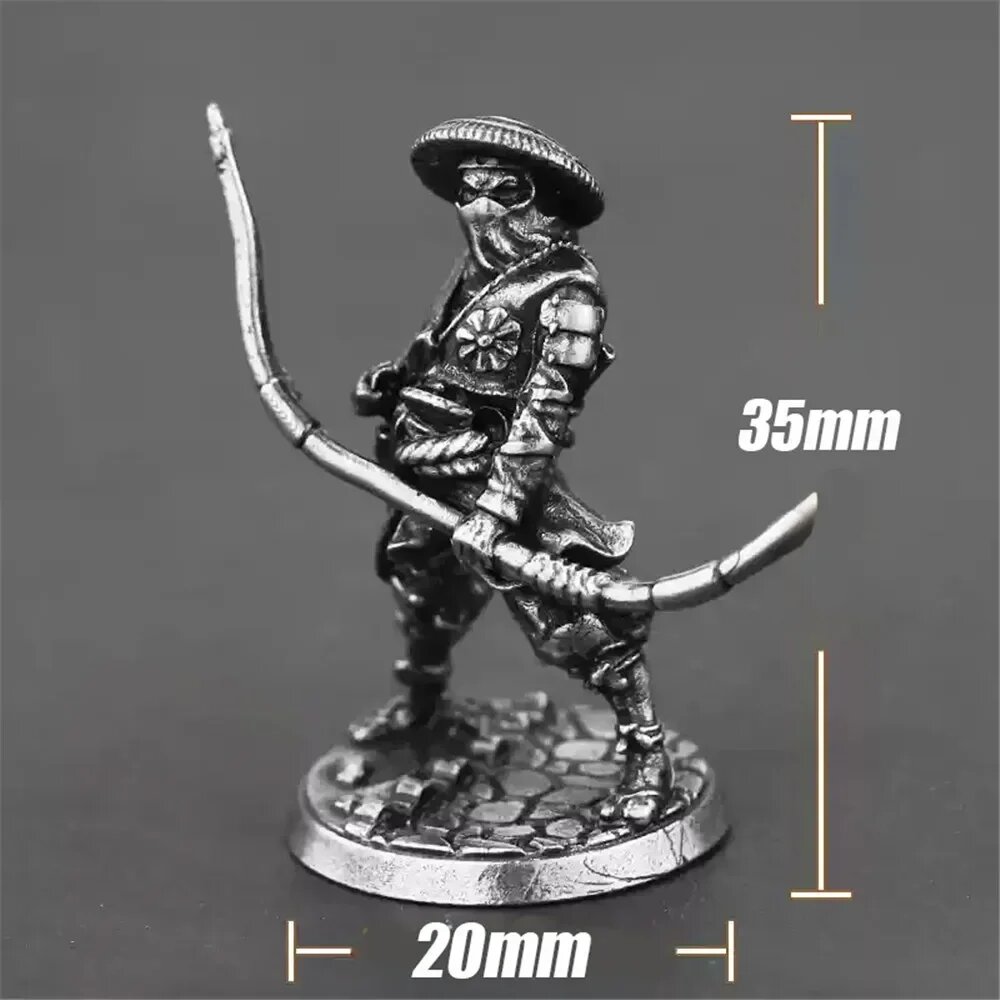 Фигурка самурая сёгунату — винтажная медная японская модель солдата, миниатюрный металлический орнамент для украшения рабочего стола!