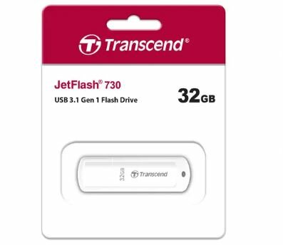 Память USB Flash 32 ГБ Transcend JetFlash 730 (TS32GJF730) - USB 3.2 Gen1, до 70 Мбайт/сек, монолит с колпачком, пластик