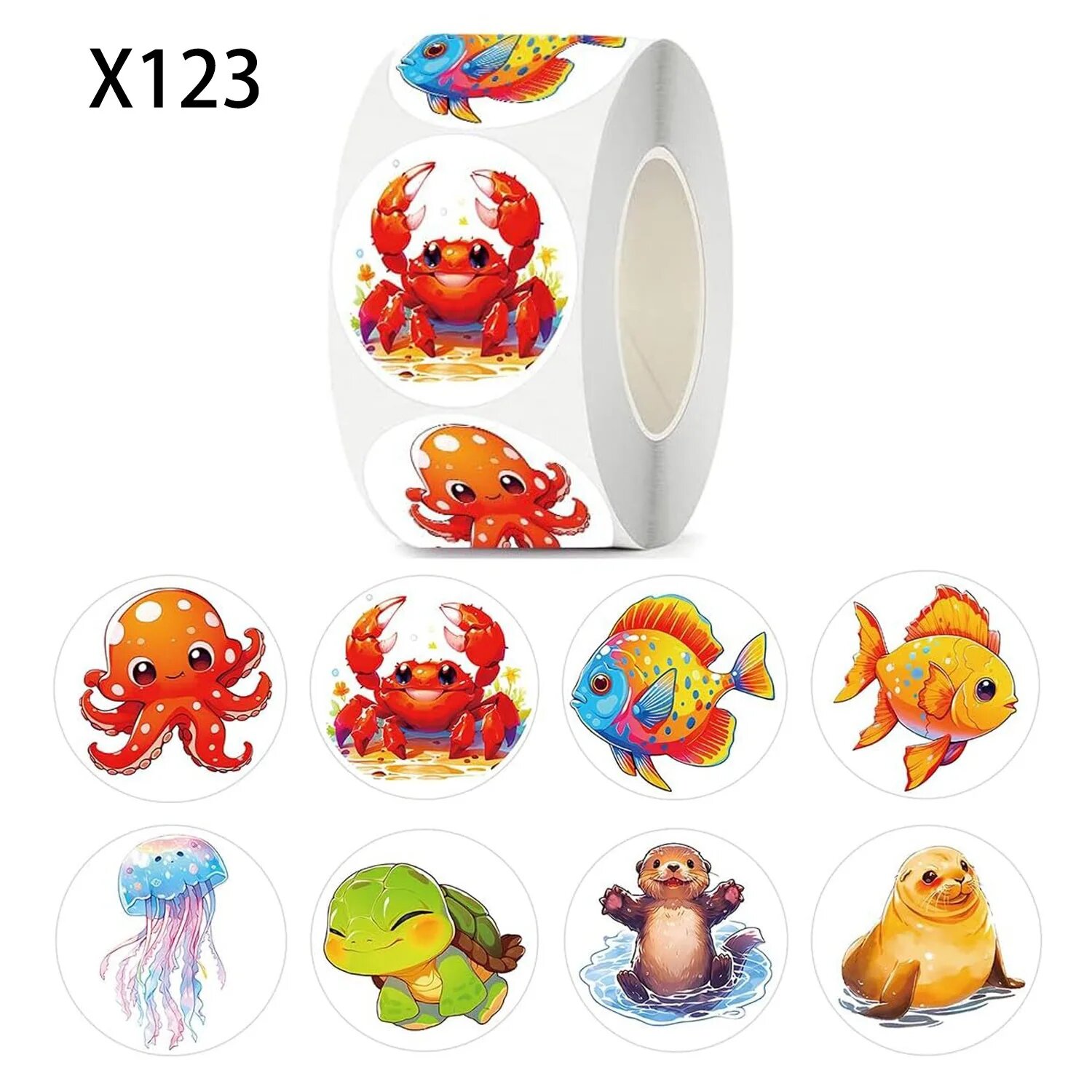 Наклейки морские животные мультяшные, 50pc-X123