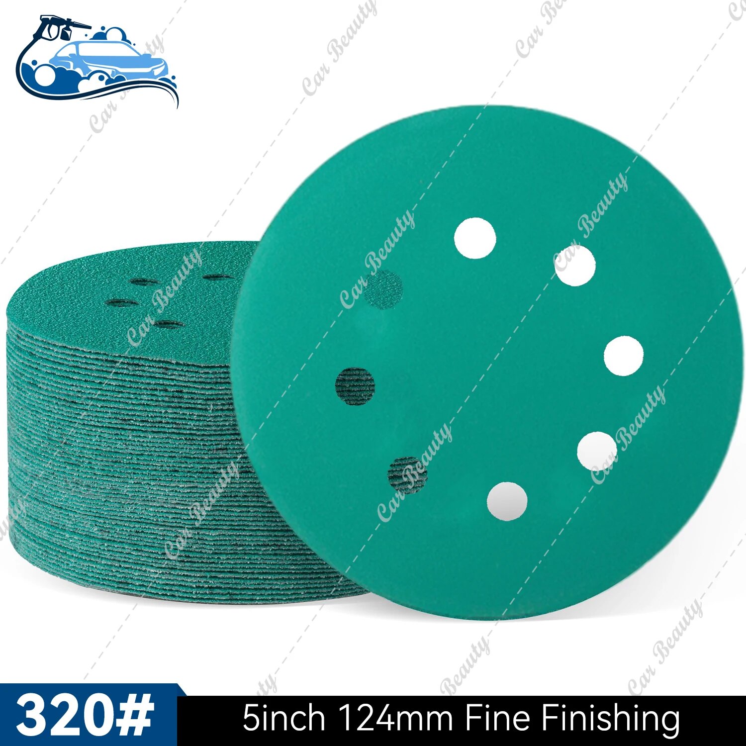 5-дюймовая наждачная бумага, 8 отверстий, круглая, влажная шлифовальная бумага для 10PCS, Grit 320