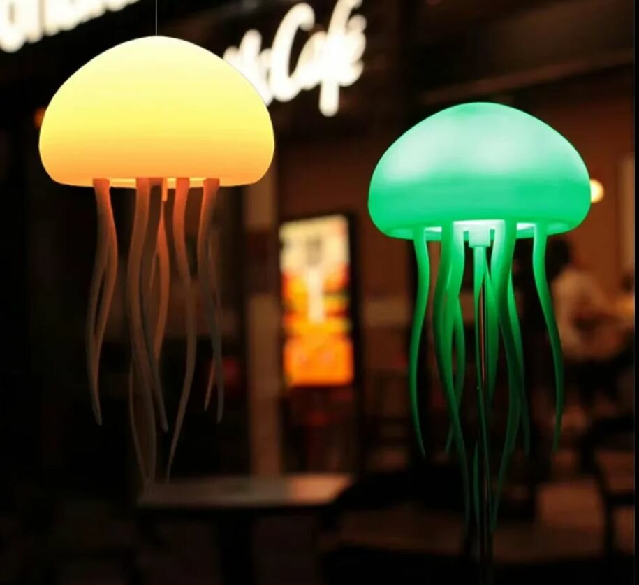 Ночник настольный Танцующая медуза с голосовым управлением, подвижные ножки, Ночник Медуза RGB