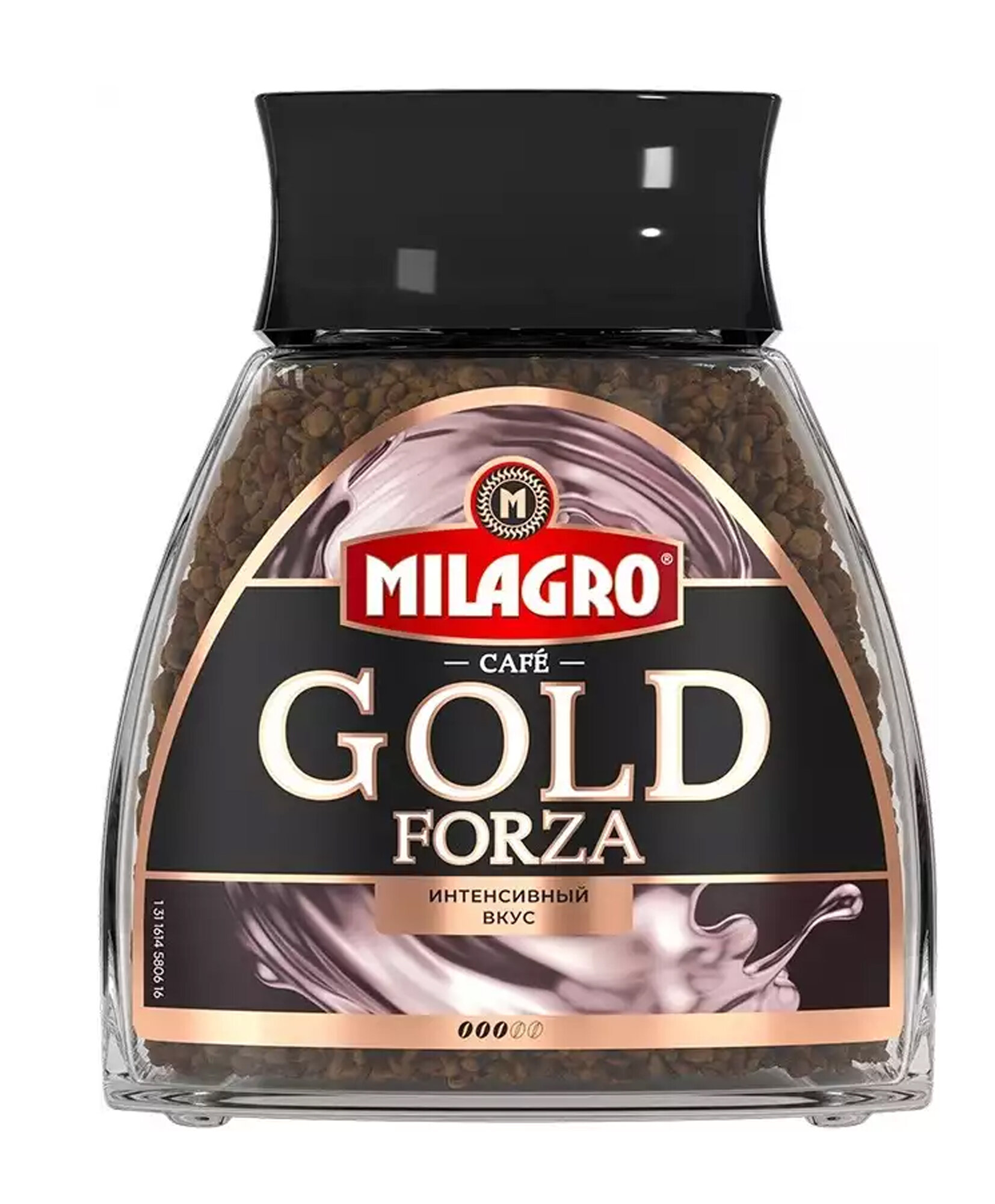 Растворимый кофе Milagro "Gold Forza", сублимированный, стеклянная банка, 95 г