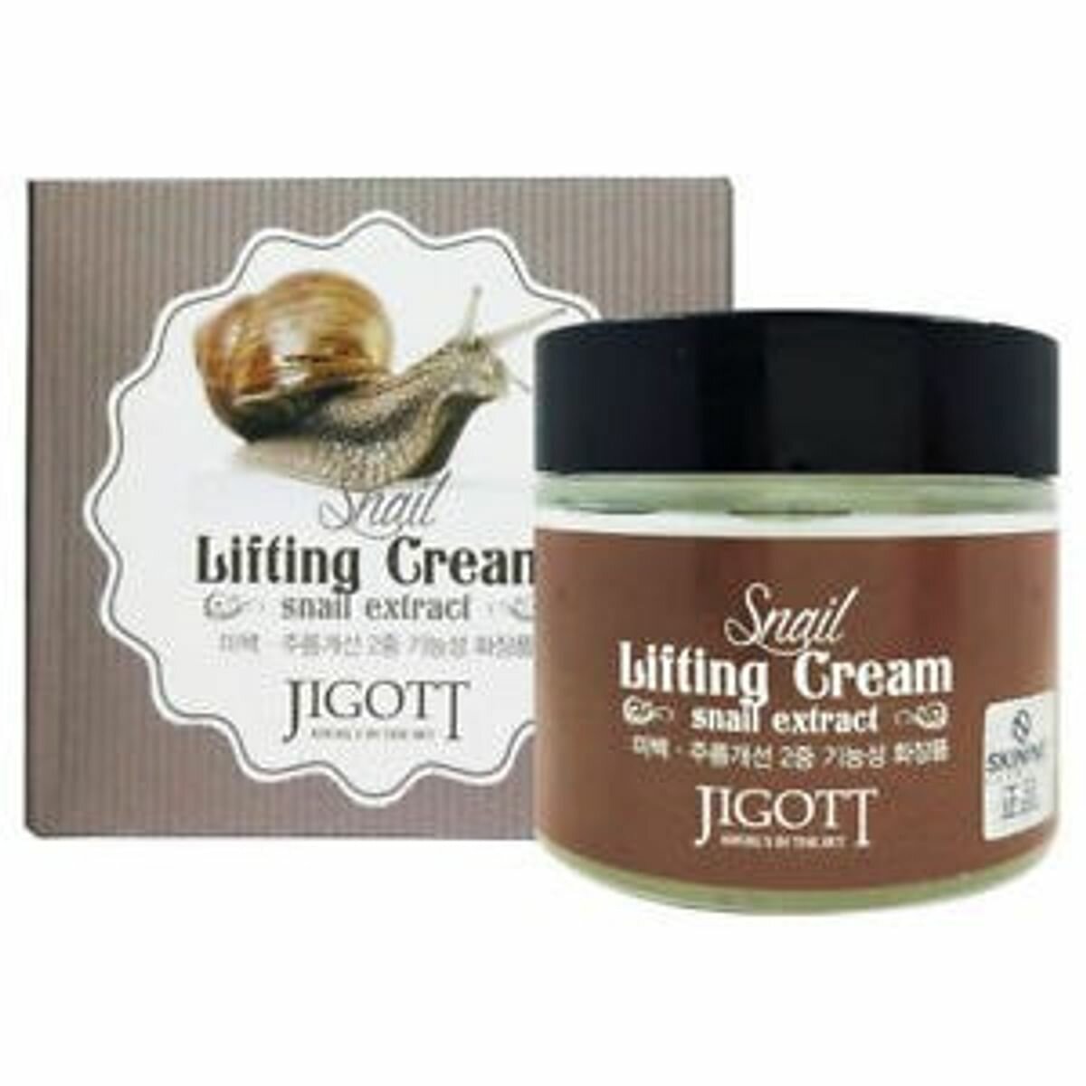 Антивозрастной лифтинг-крем для лица Jigott "Snail Lifting" с муцином улитки и ниацинамидом 70 мл.