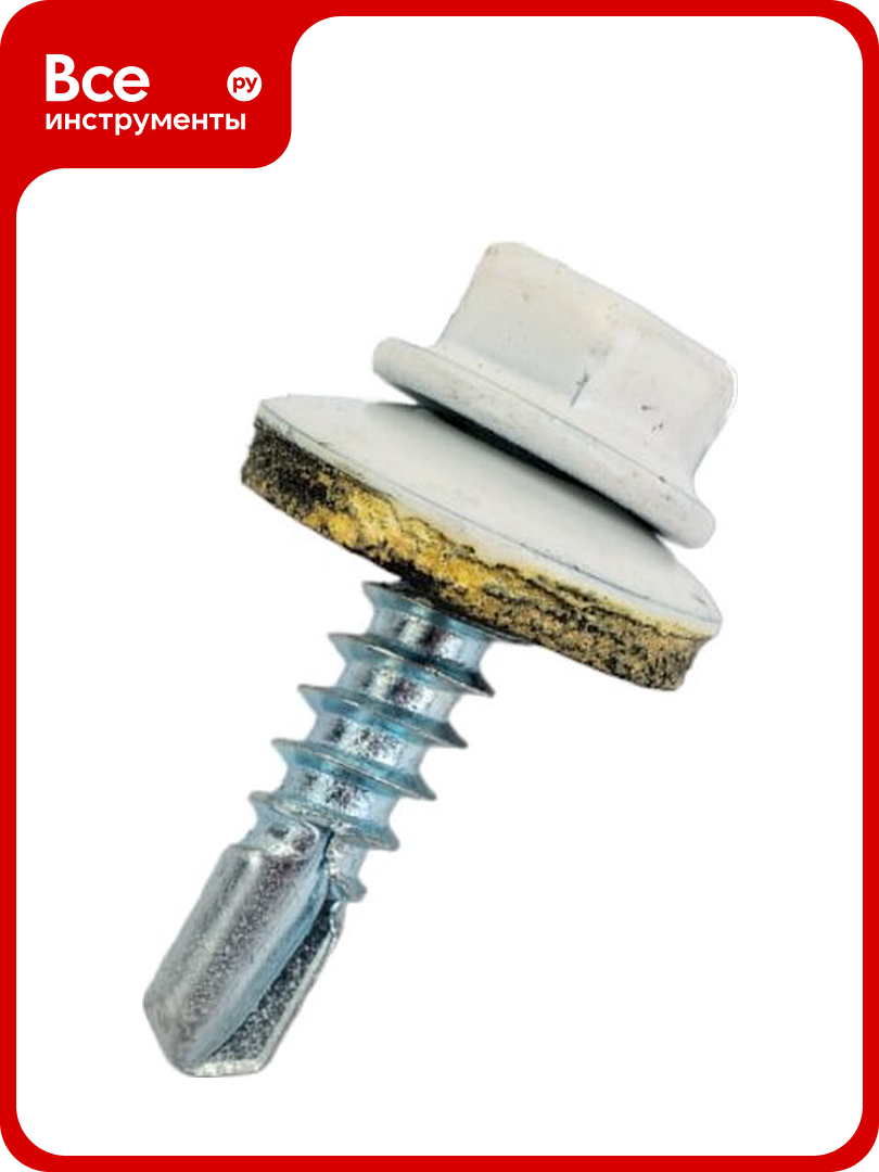 Кровельный саморез креп-комп 4,8x19, RAL9003, белый сигнальный, 250 шт. ск48199003кф с шестигранным хвостовиком