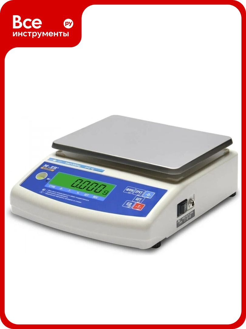 Весы M-ER 122АCF-3000.1 3007, металл, для других работ, электронные настольные, питание от сети и аккумулятора