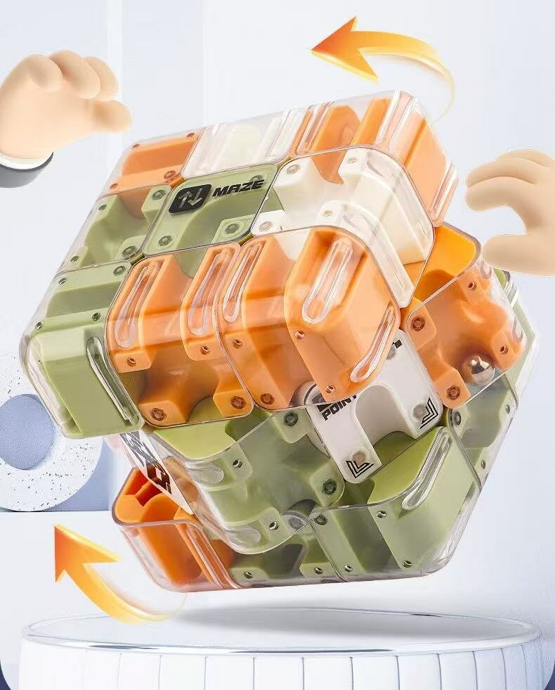 Головоломка для детей Smart КУБ Bondibon настольная логическая игра 3D лабиринт крутящийся трёхцветный