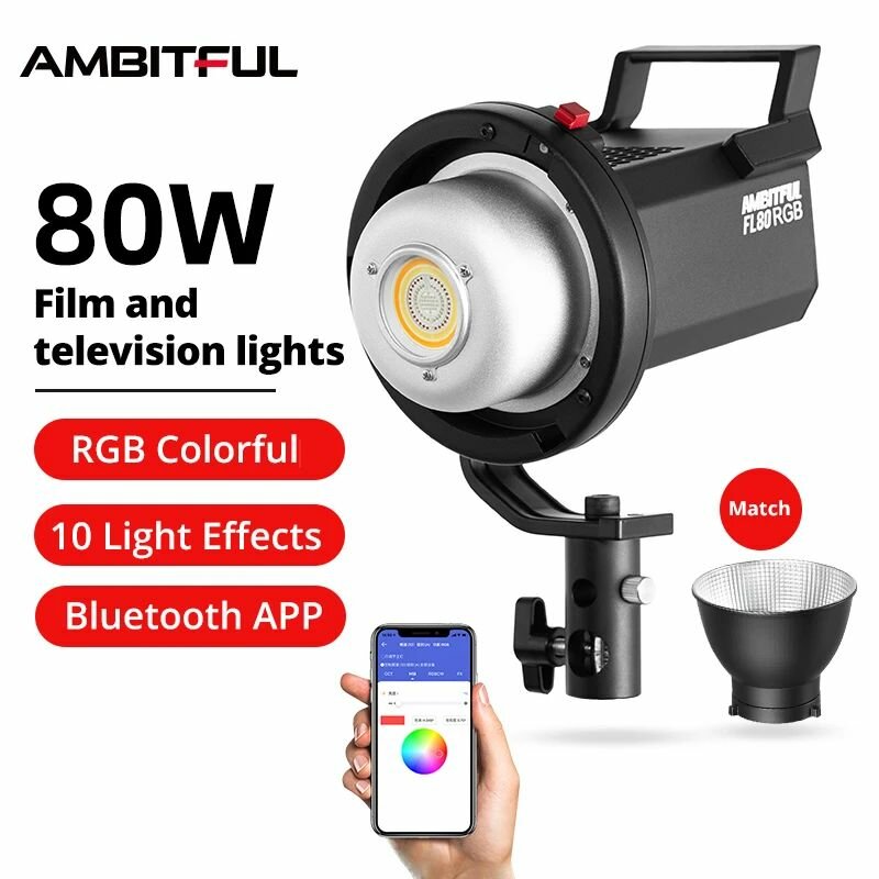 Ambitful FL-80 RGB 80 Вт 2800K-10000K Светодиодный свет Bowens Mount Photography Fill Light