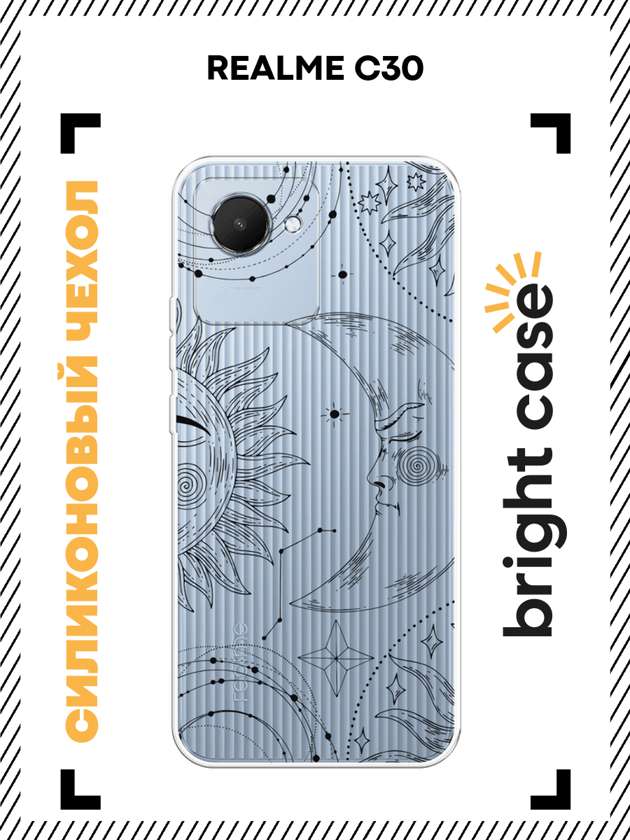 Чехол на Realme C30 / Реалми С30 с принтом Астральные лики, прозрачный
