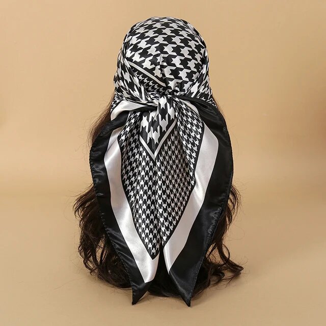 Женский роскошный шелковый шарф, шарфы с принтом зебры, квадратная шаль 90x90 см, дорожный платок, хиджаб, бандана, шейный платок, платок