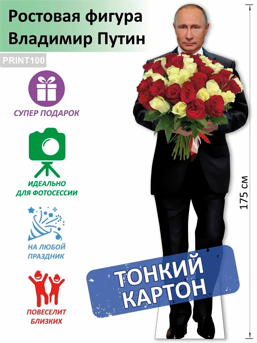 Владимир Путин вид 24 Ростовая фигура, Тонкий картон, (Print100.ru)