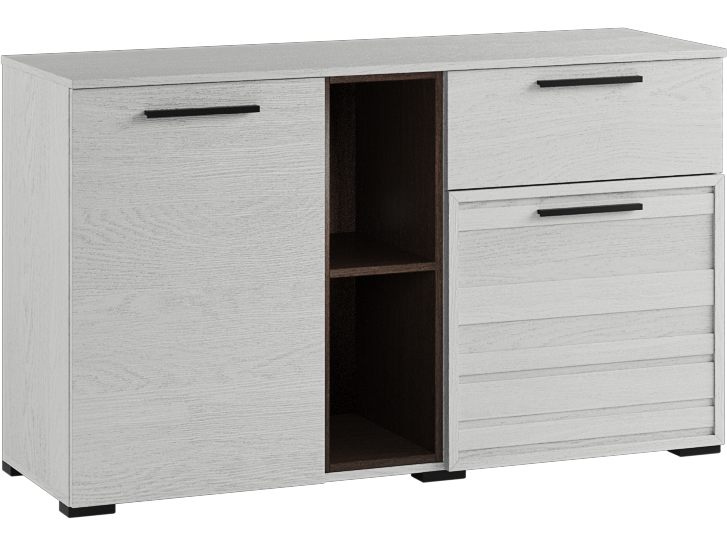 Комод универсальный, с 2-мя нишами и ящиком, Ясень анкор светлый/Венге