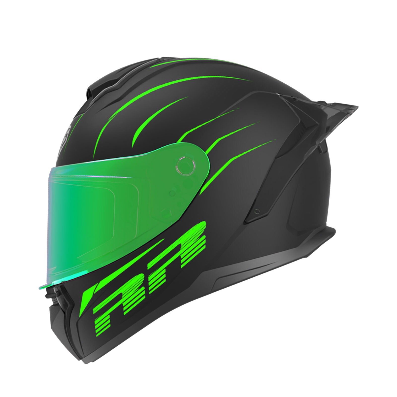 Шлем Aishi, мужской, XL, черный/зеленый, с покрытием RR Green