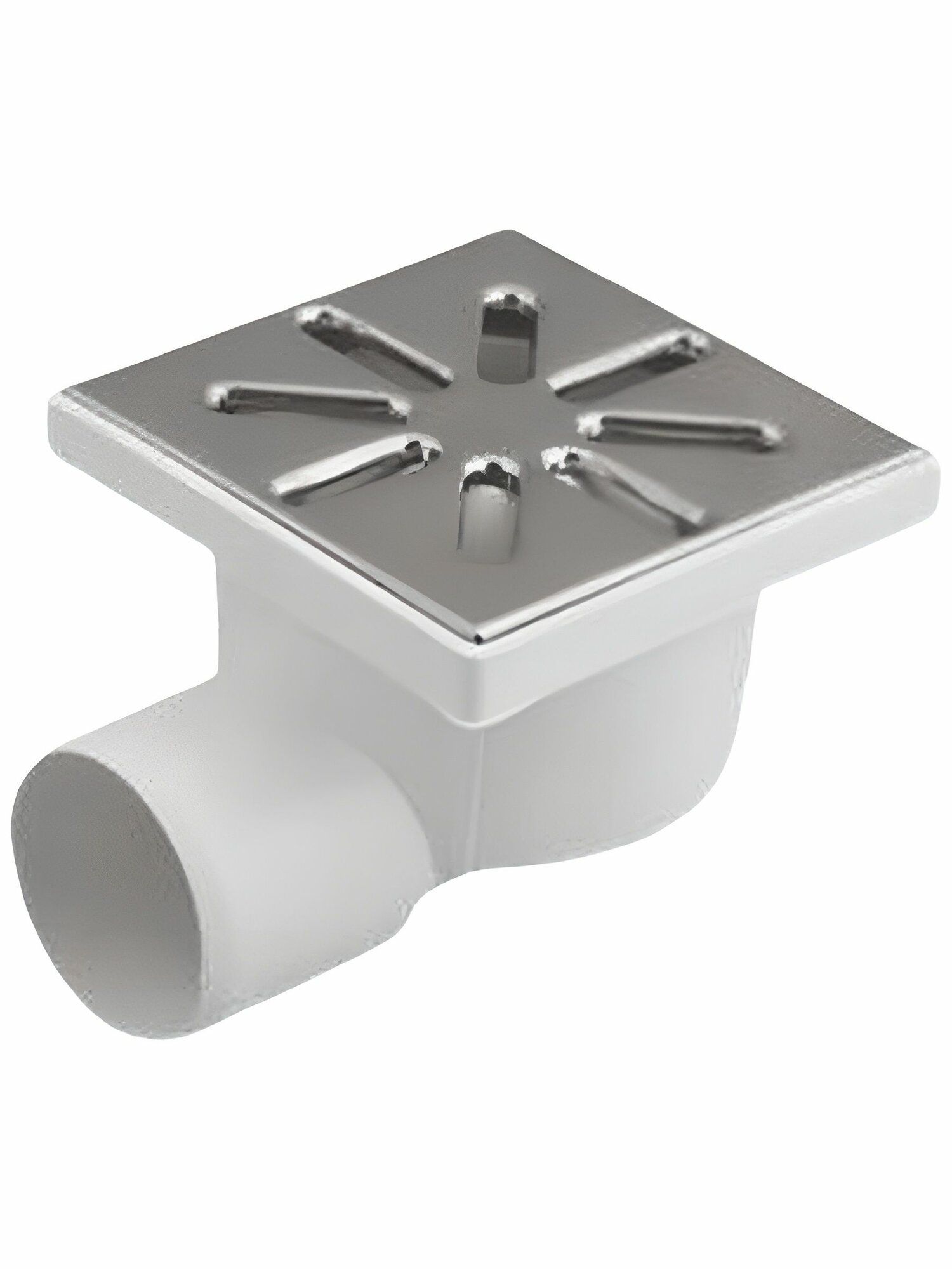 Трап не регулируемый с горизонтальным выпуском D50 металл(150x150)