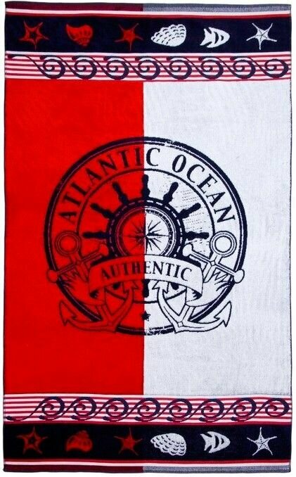 Полотенце махровое большое банное, для сауны, для ванны, для бассейна в подарок мужчине, Морпеху, Моряку на День рождения, на День ВМФ России, на 23 февраля 100*160 см "Атлантика"