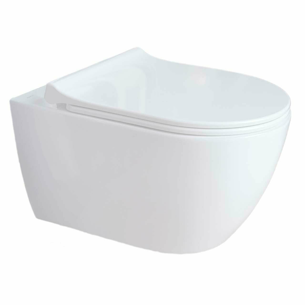 Унитаз подвесной AQ0700-001 Aquatek Поларис 520х365х370мм, тонкое сиденье с механизмом плавного закрывания, крепеж