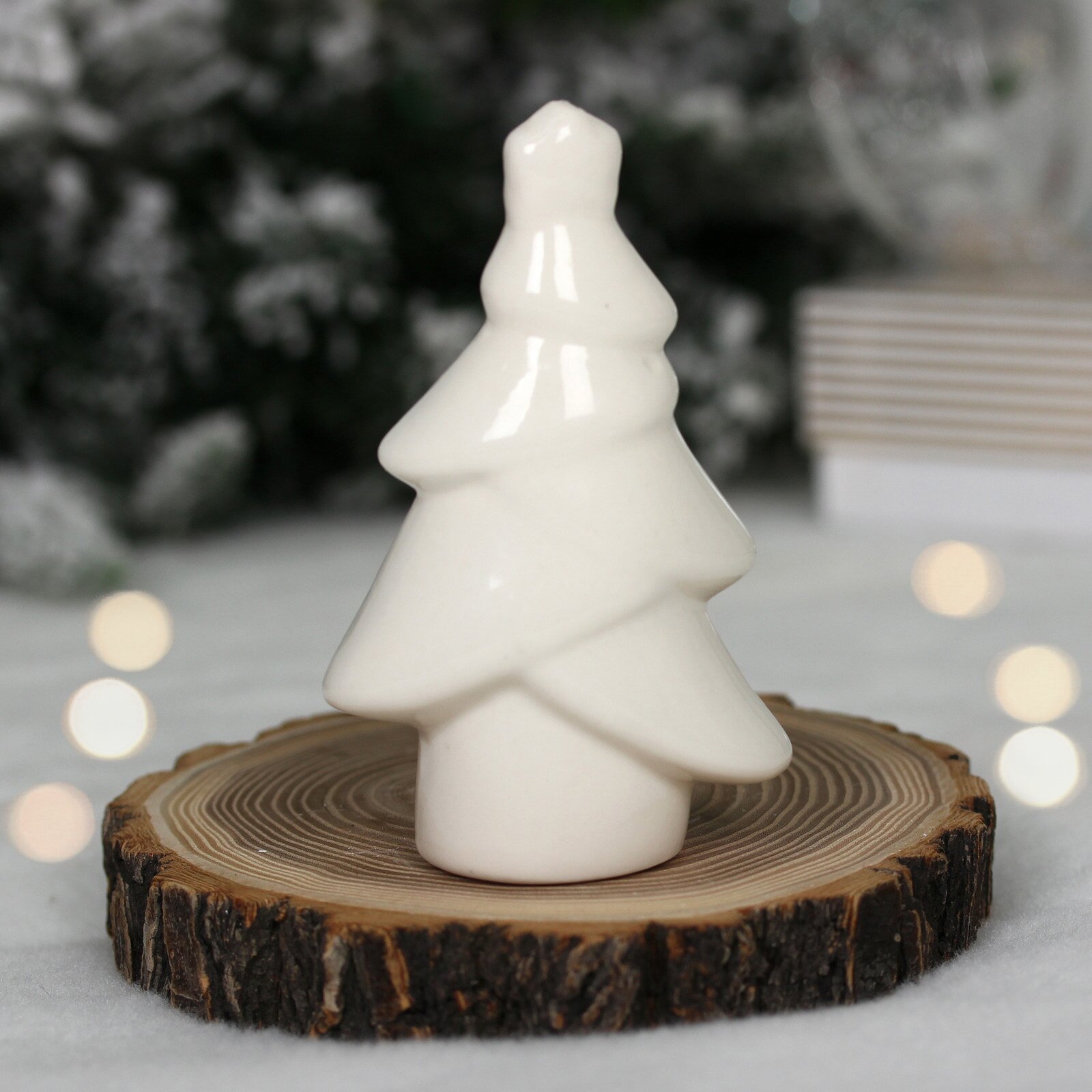 Елка новогодняя декоративная "Милая елочка", 10.5*7*3.5см, керамика, белый