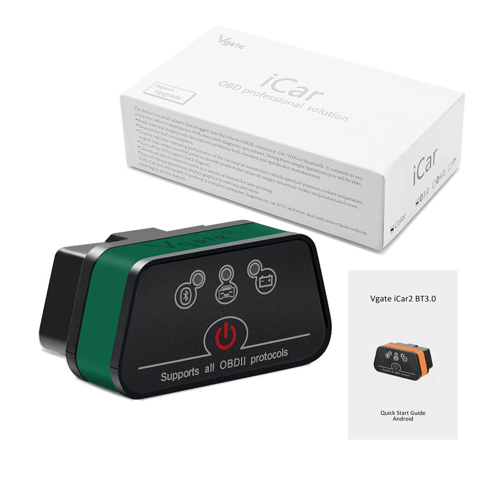 Vgate iCar 2 BT3.0 OBD2 Bluetooth диагностический прибор с 8 цветами Android для обнаружения двигателя автомобиля