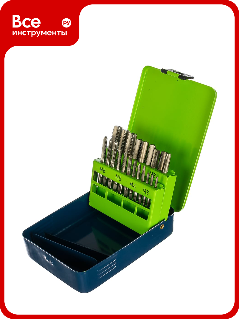 Набор метчиков (21 предмет) СИБРТЕХ 77307, м12, сталь, для нарезания внутренней резьбы размером