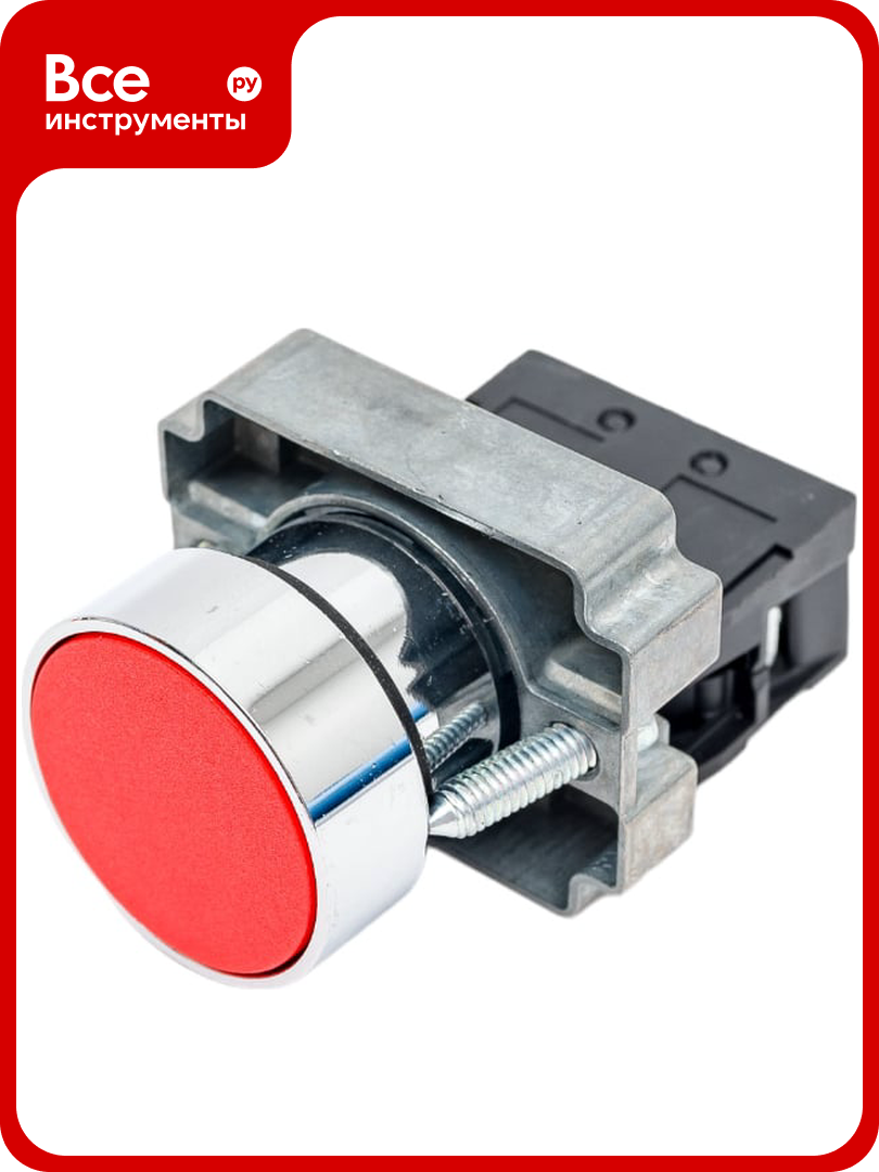Электромеханическая кнопка EKF BA42 красного цвета, одноконтактная, степень защиты IP40, без фиксации, для электросетей