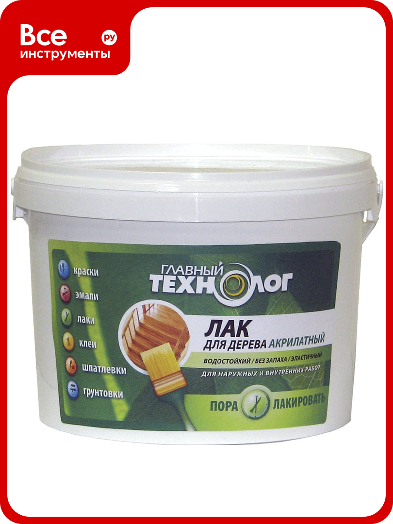 Акрилатный лак для дерева новбытхим 1кг 1/9 бесцветный для нар./внутр. работ, 1кг