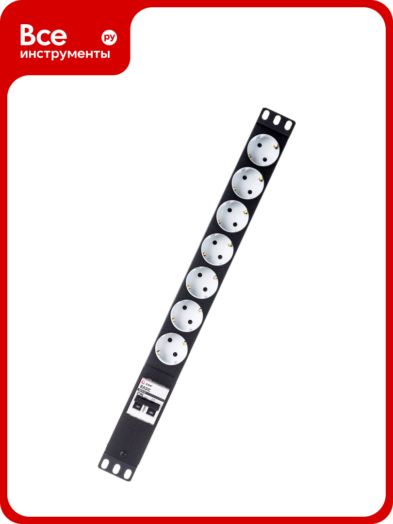 Блок электрических розеток TLK 19, металлический корпус TLК-RS07M-C25-BK, 6 мм